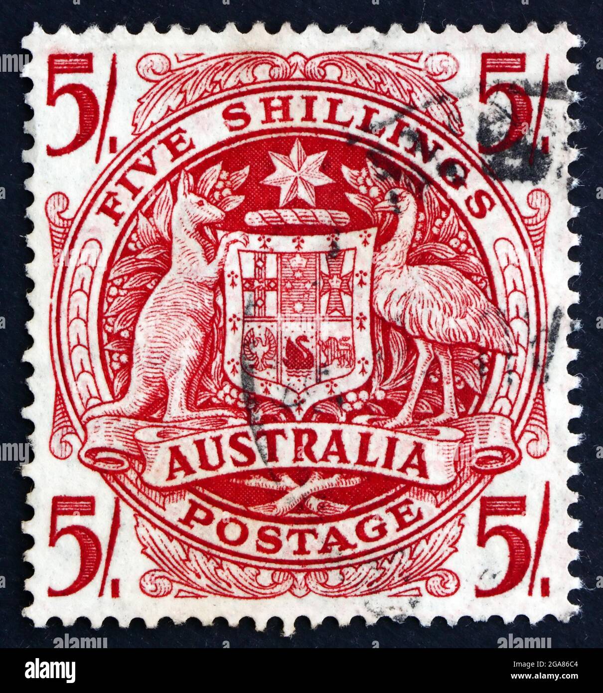 AUSTRALIA - CIRCA 1953: a stamp printed in the Australia shows Arms of ...