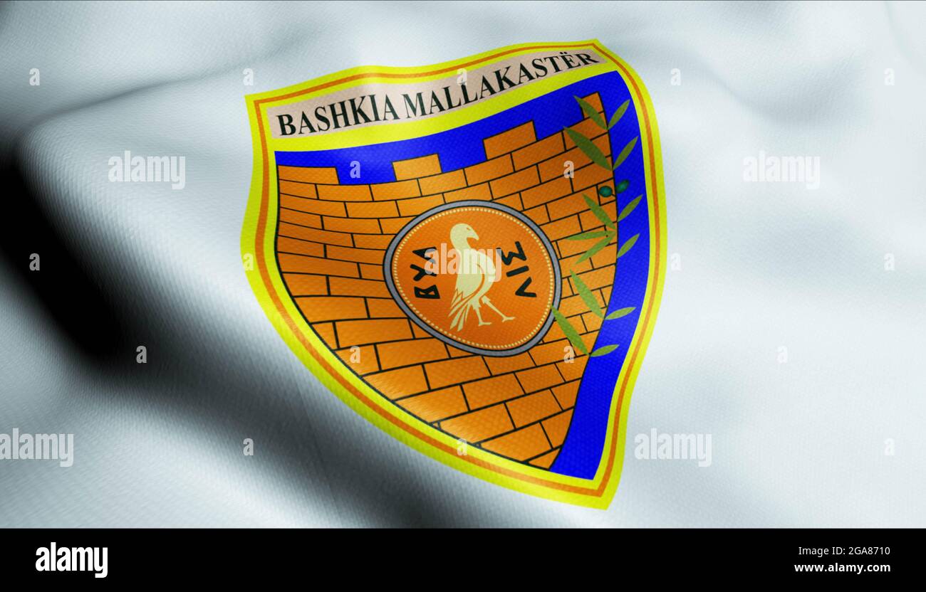 3D Illustration of a waving Albanian city flag of Ballsh Stock Photo ...