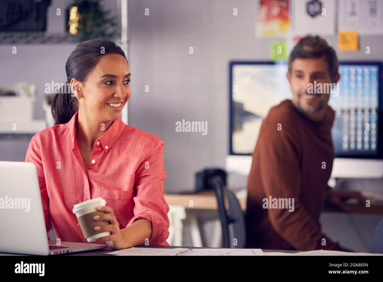 Female Advertising Marketing Or Design Creative Working In Studio With ...