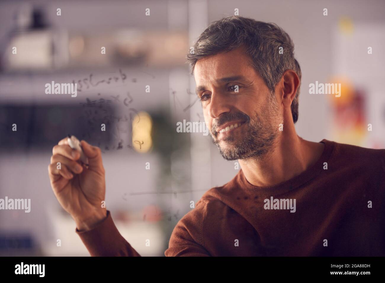 Brainstorming Businessman Or Mathematician Drawing Graph Calculation On ...