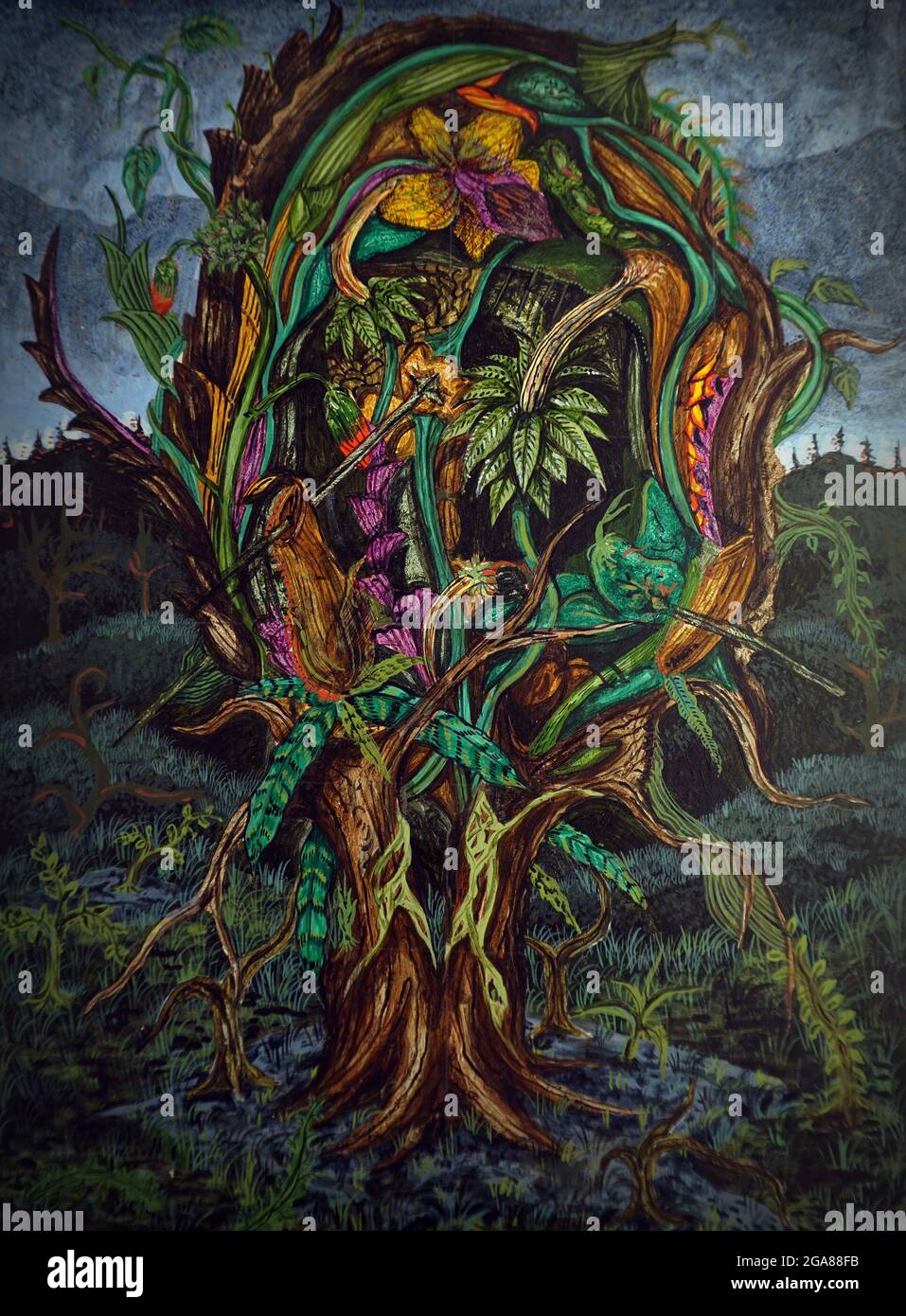 Art painting Abstract Acrylic Flower Nature Imagination , geometric ...