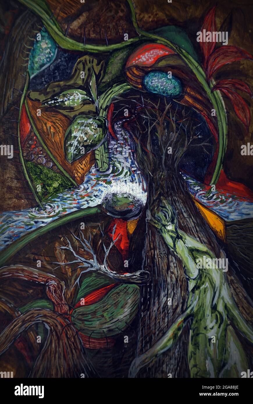 Art painting Abstract Acrylic Flower Nature Imagination , geometric ...