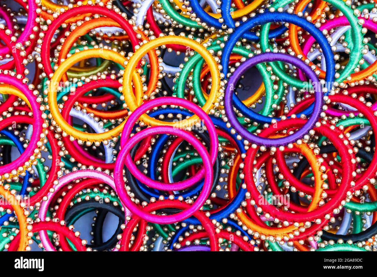 Colorful Indian bangles, handicrafts, on display during the Handicraft ...