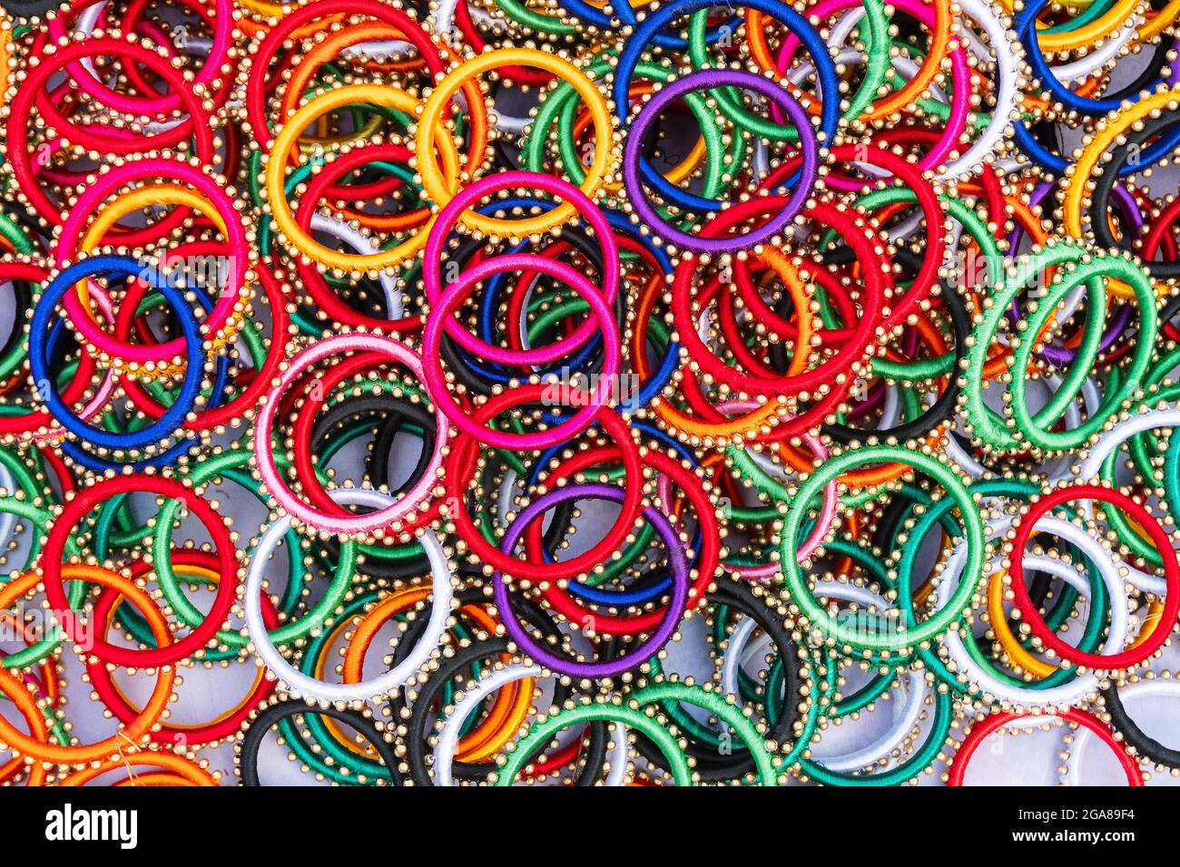 Colorful Indian bangles, handicrafts, on display during the Handicraft ...