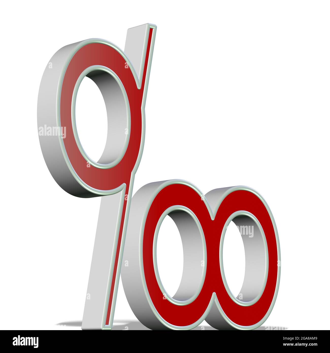 Symbol for per thousand, 3D illustration, against white background ...