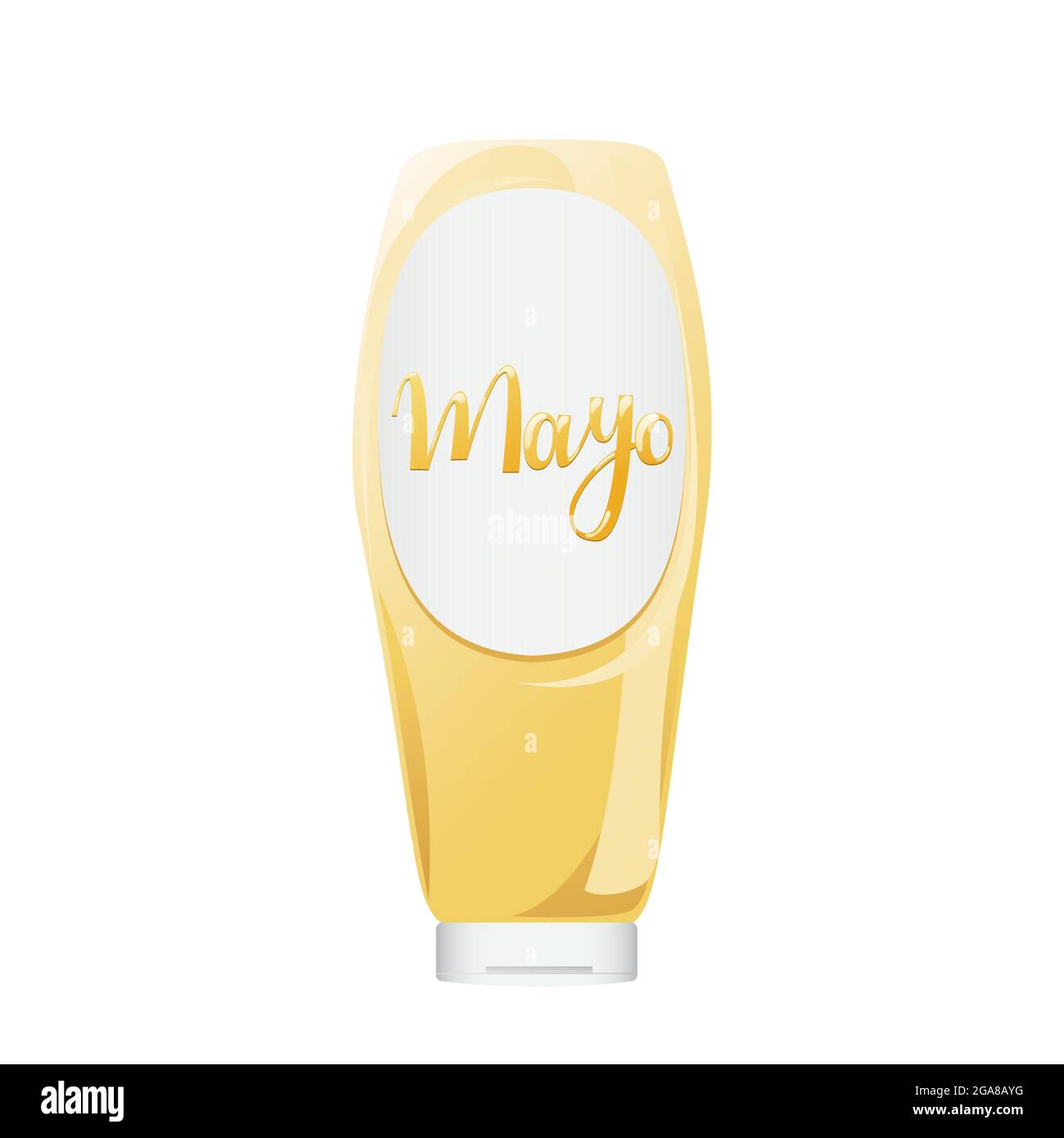 Mayonnaise in glass bottle with lettering. Jar with white sauce ...