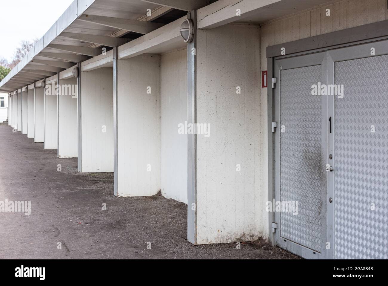 Long blue warehouse building hi-res stock photography and images - Alamy