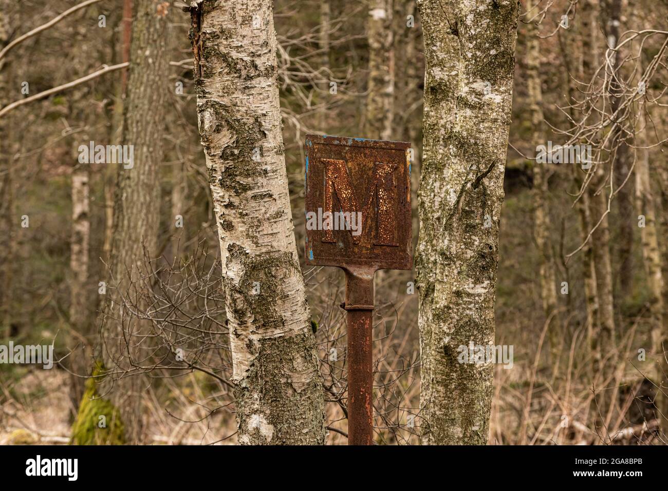 Old and rusty meeting point road sign Stock Photo - Alamy