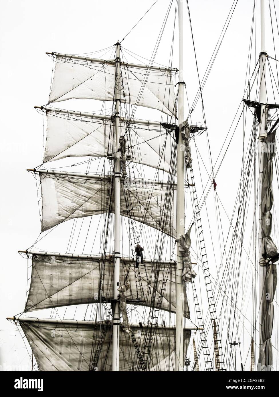 View of a Square rigged sail mast of a tall ship at the tall ship ...