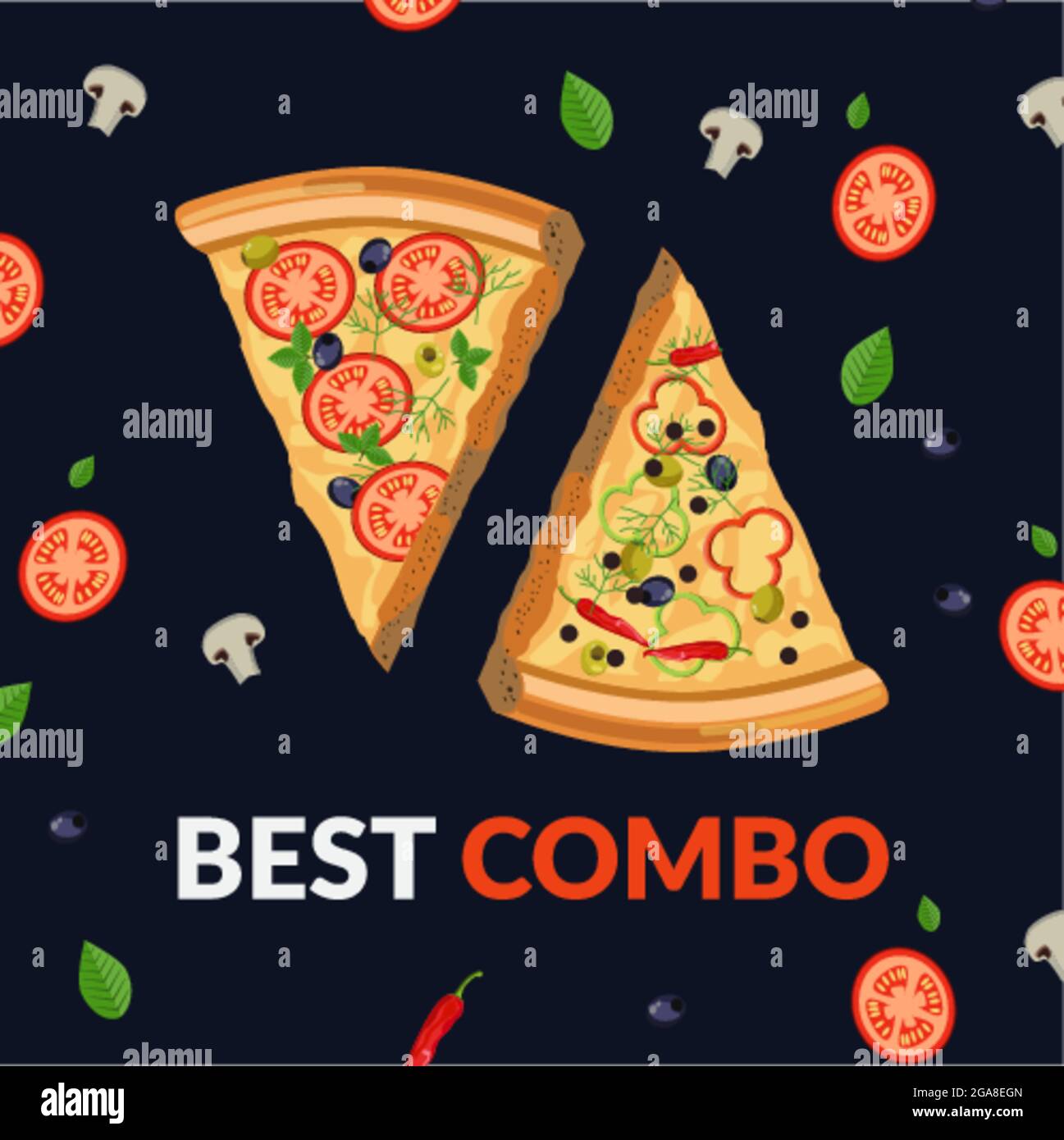 Best combo, combination of pizza tastes vector Stock Vector Image & Art ...