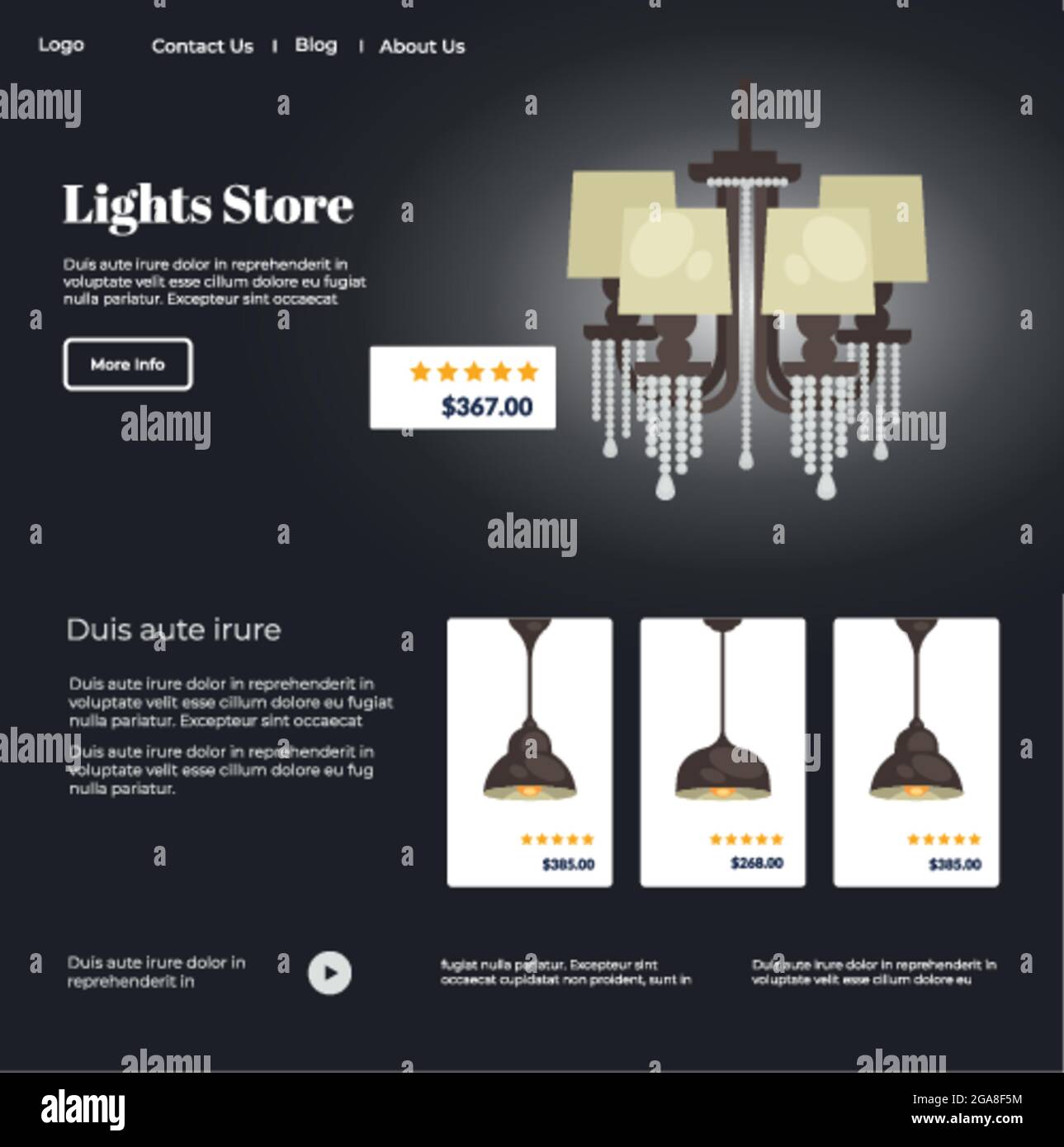 Light store, shop with assortment of lamps website Stock Vector Image ...