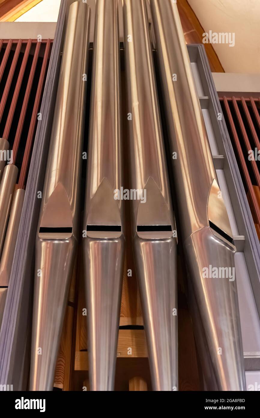 Vertical closeup shot of organ pipes Stock Photo - Alamy