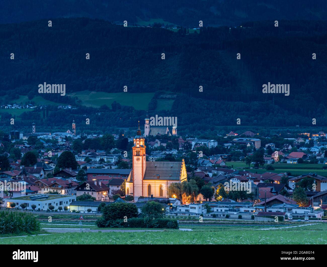 Pilgrimage church in Absam in the evening Stock Photo - Alamy