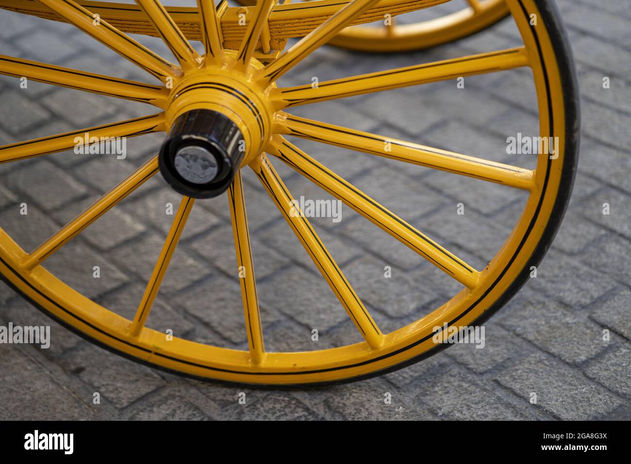 Retro yellow carriage wheel hi-res stock photography and images - Alamy