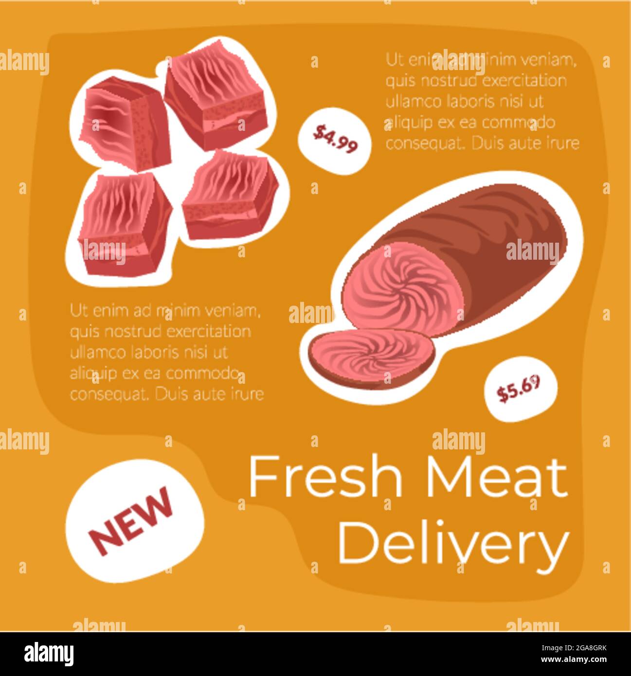 Fresh meat delivery, butchers store promo banner Stock Vector Image ...