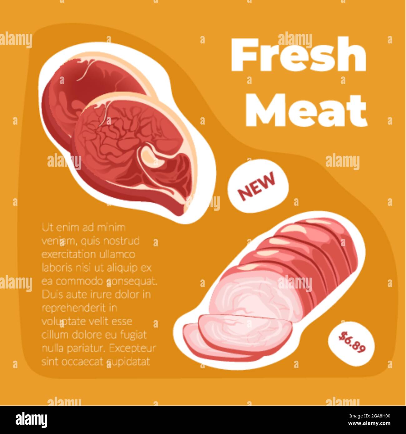Fresh meat butchers department in shop banner Stock Vector Image & Art ...