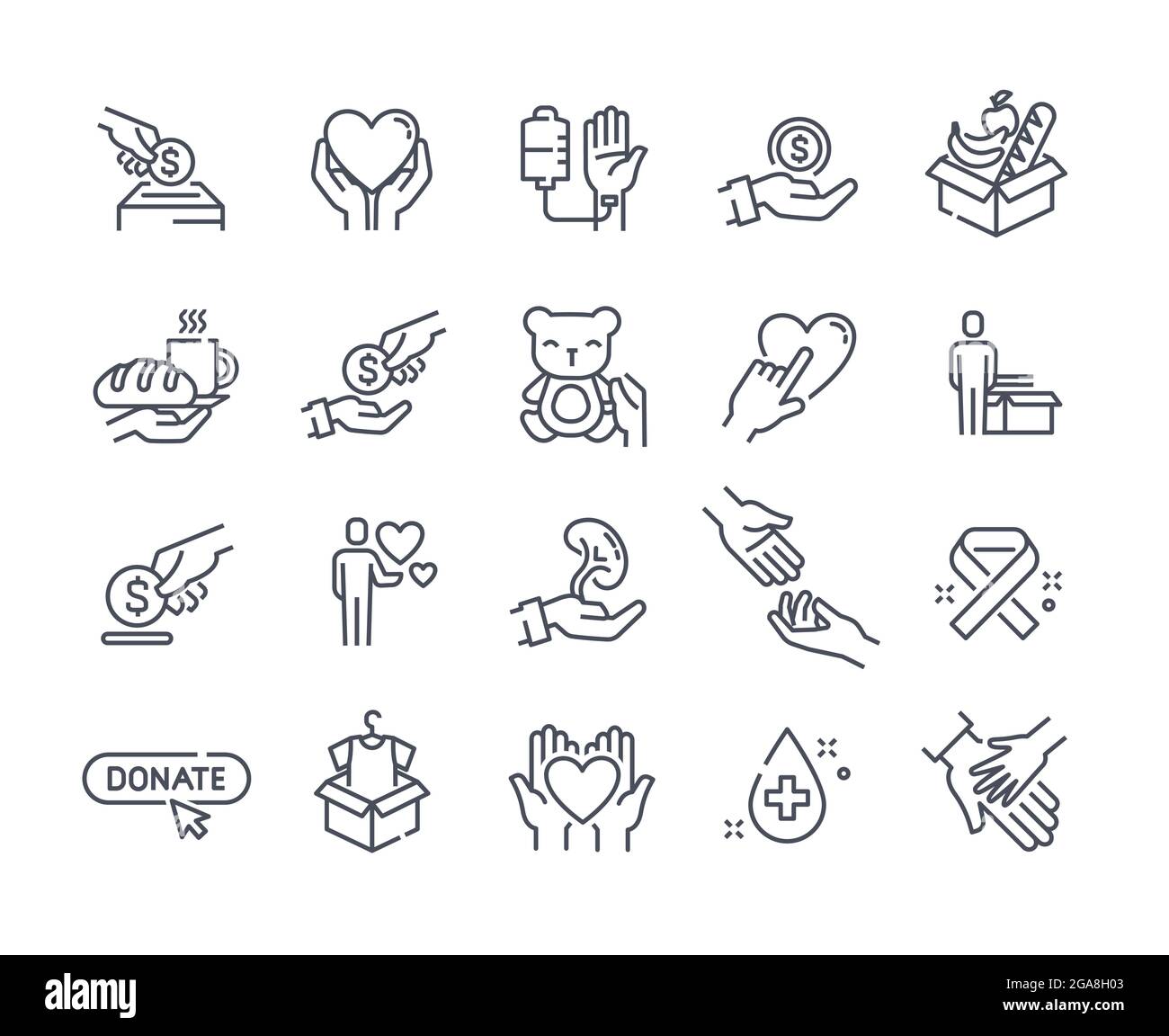 Simple set of Donations and Charity vector line icons Stock Vector ...