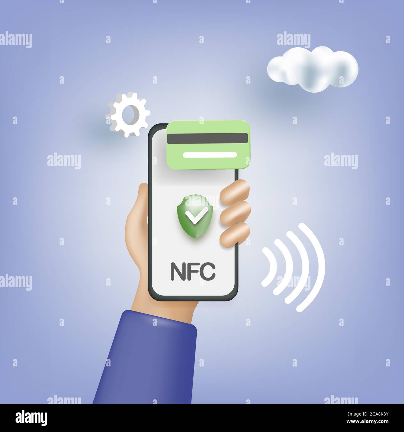 NFC wireless payment technology icon, contactless payment with phone ...