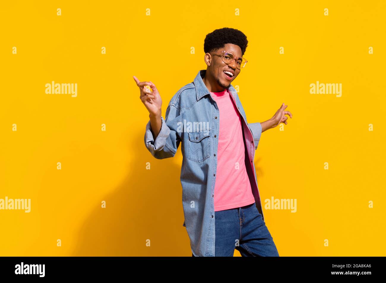 Photo of cheerful young afro american happy man good mood enjoy smile ...