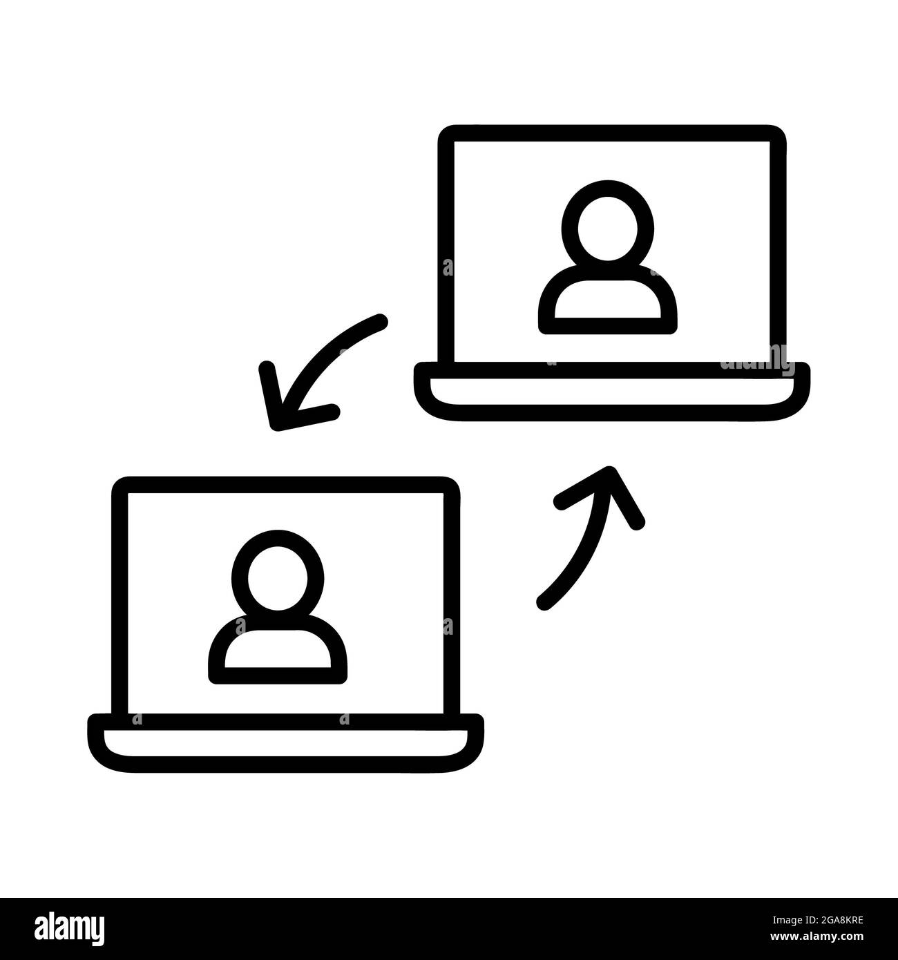 Remote work icon. Flat pictogram for web. Line stroke. Isolated on ...