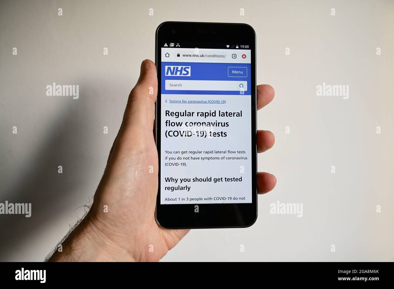 GOV UK app displaying information on lateral flow coronavirus (COVID-19 ...
