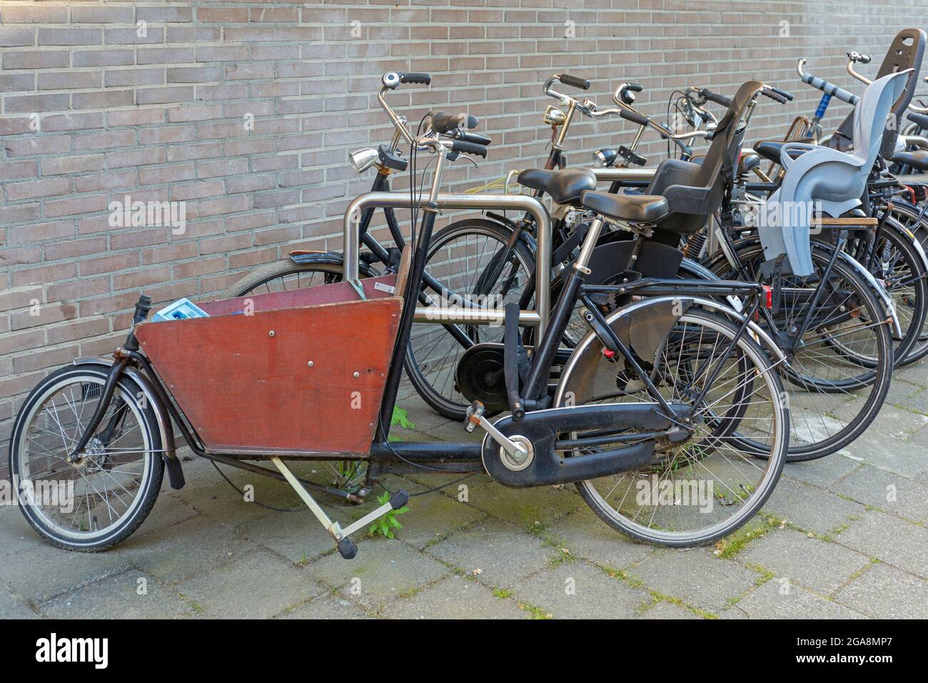 Cargo Transport Bicycle Parked at Street in Amsterdam Netherlands Stock ...