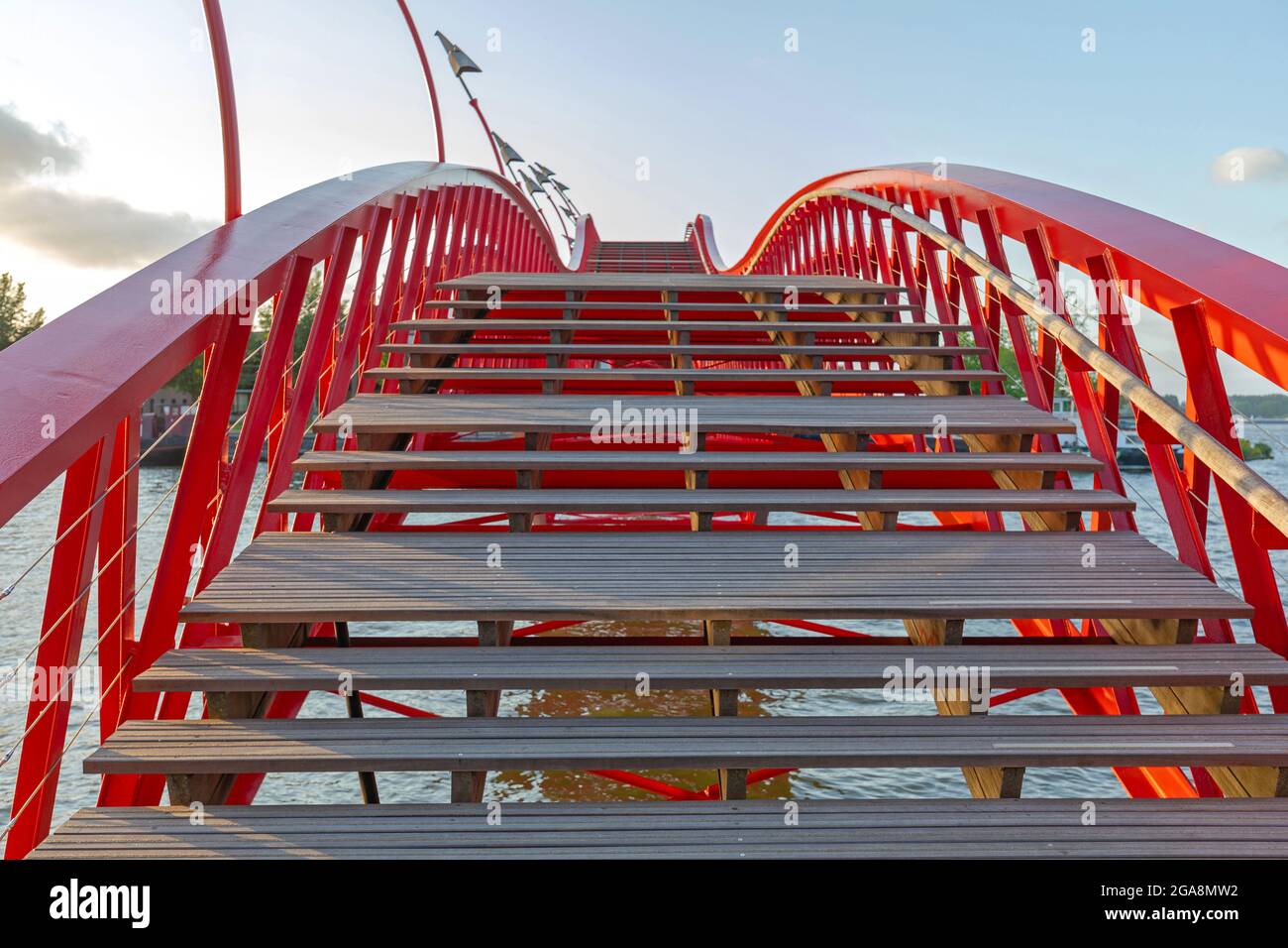 Plank Boards Stairs at Python Bridge in Amsterdam Netherlands Stock ...