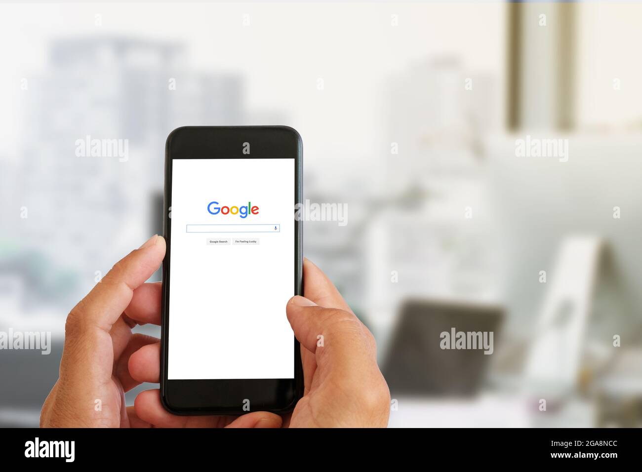 San Francisco, USA - July 2021: Google website on mobile phone screen ...
