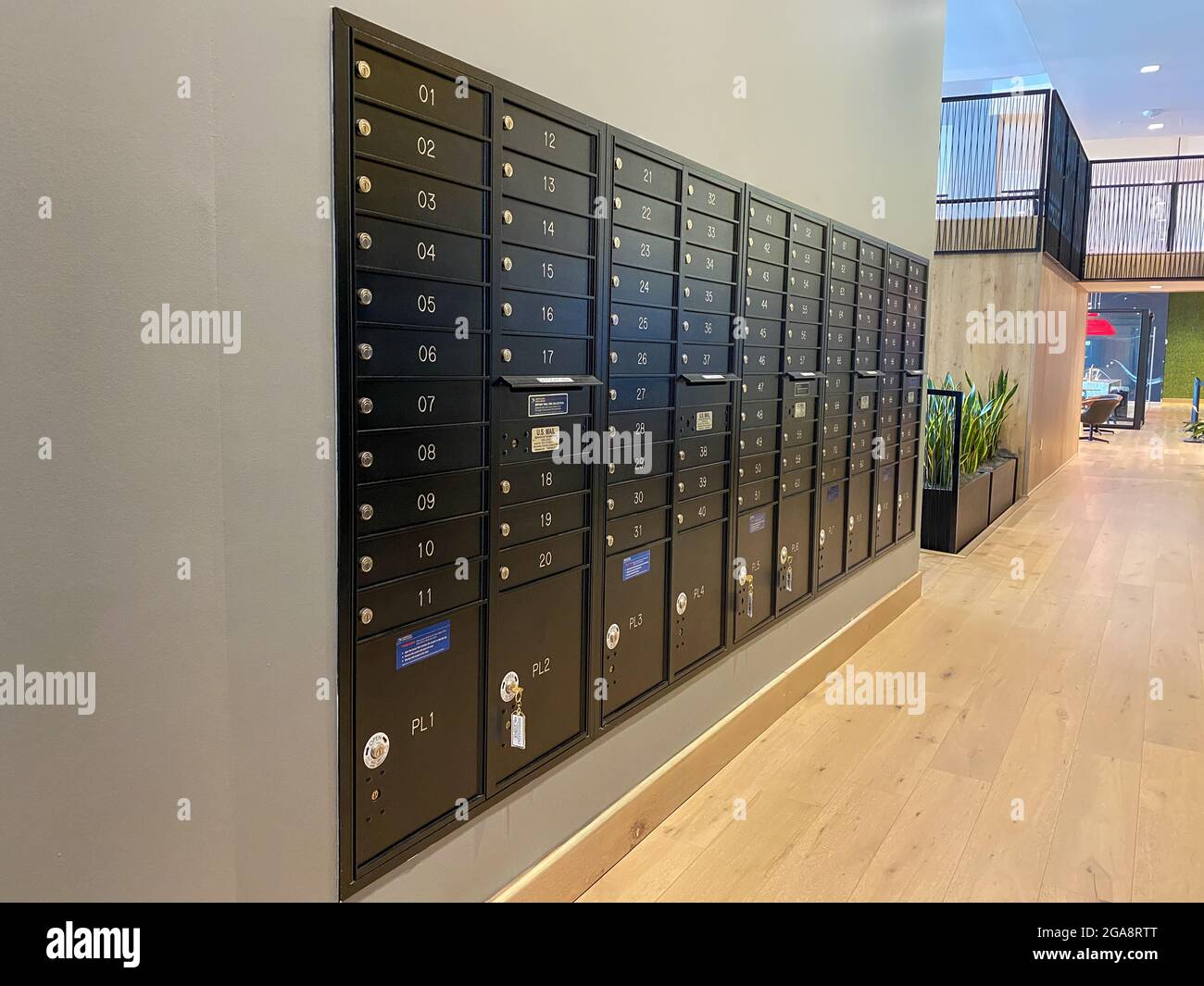 Orlando, FL USA - August 5, 2020: A United Post Office hub locker in an ...