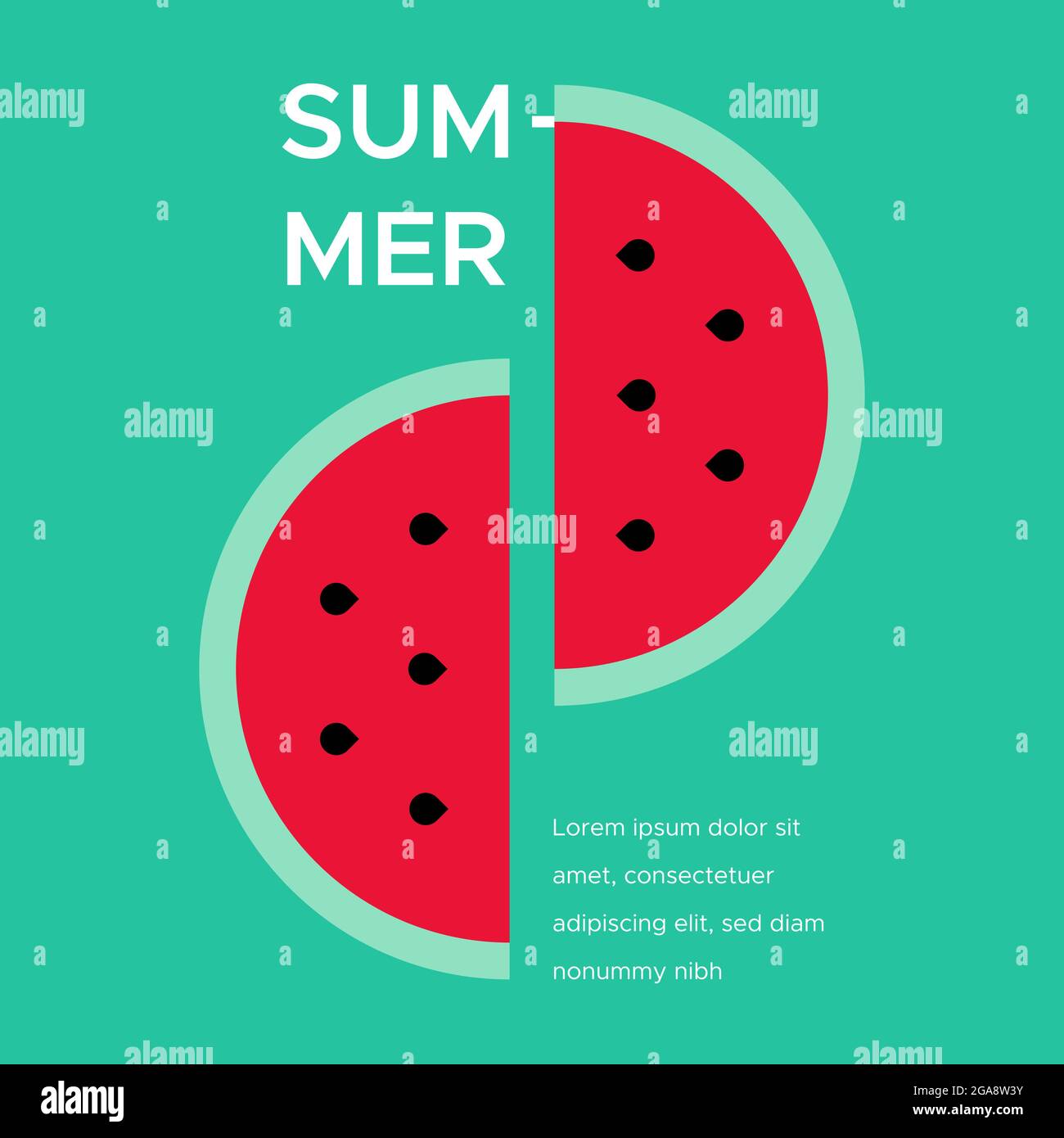 Minimalist summer background. Geometrical watermelon poster. Square ...