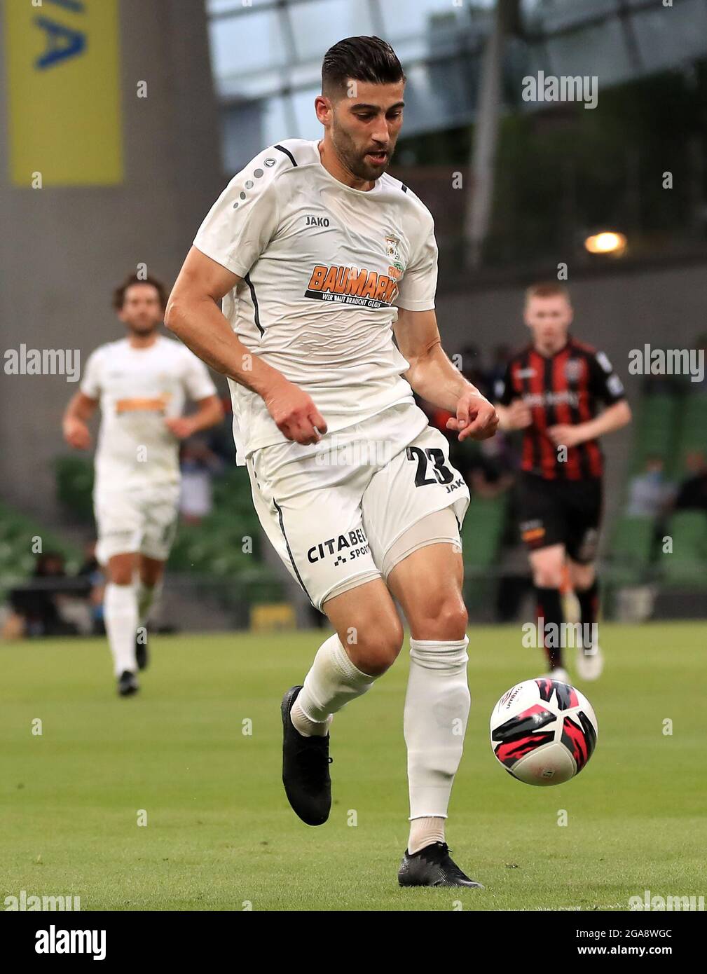 Diddeleng's Samir Hadji in action during the UEFA Europa Conference ...