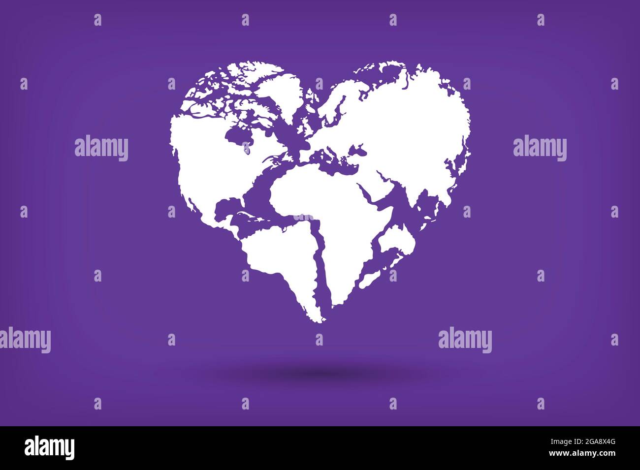 Heart World, World and Love, Happy World Map. World map design that ...
