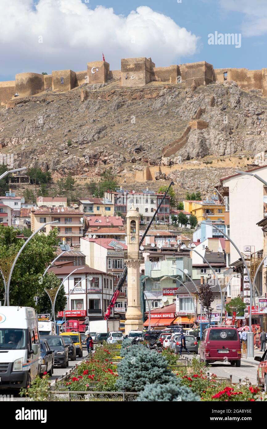 Historical clock tower in Bayburt city center, 17 July 2021, Bayburt ...