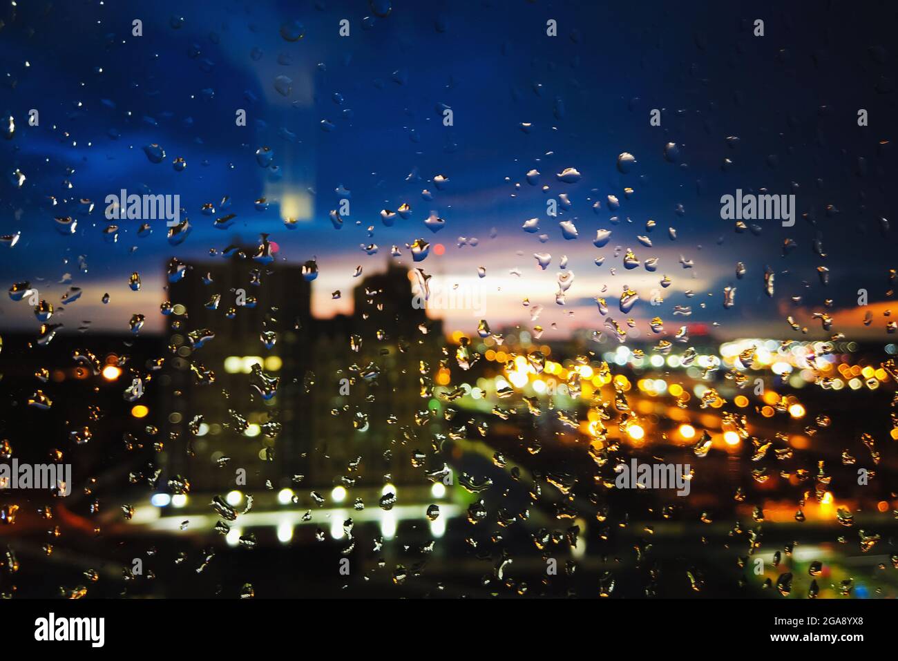 Raindrops On Window Night