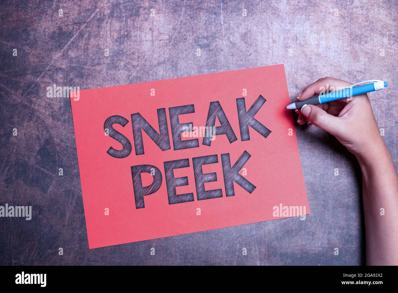 Conceptual caption Sneak Peek. Business approach to see before ...