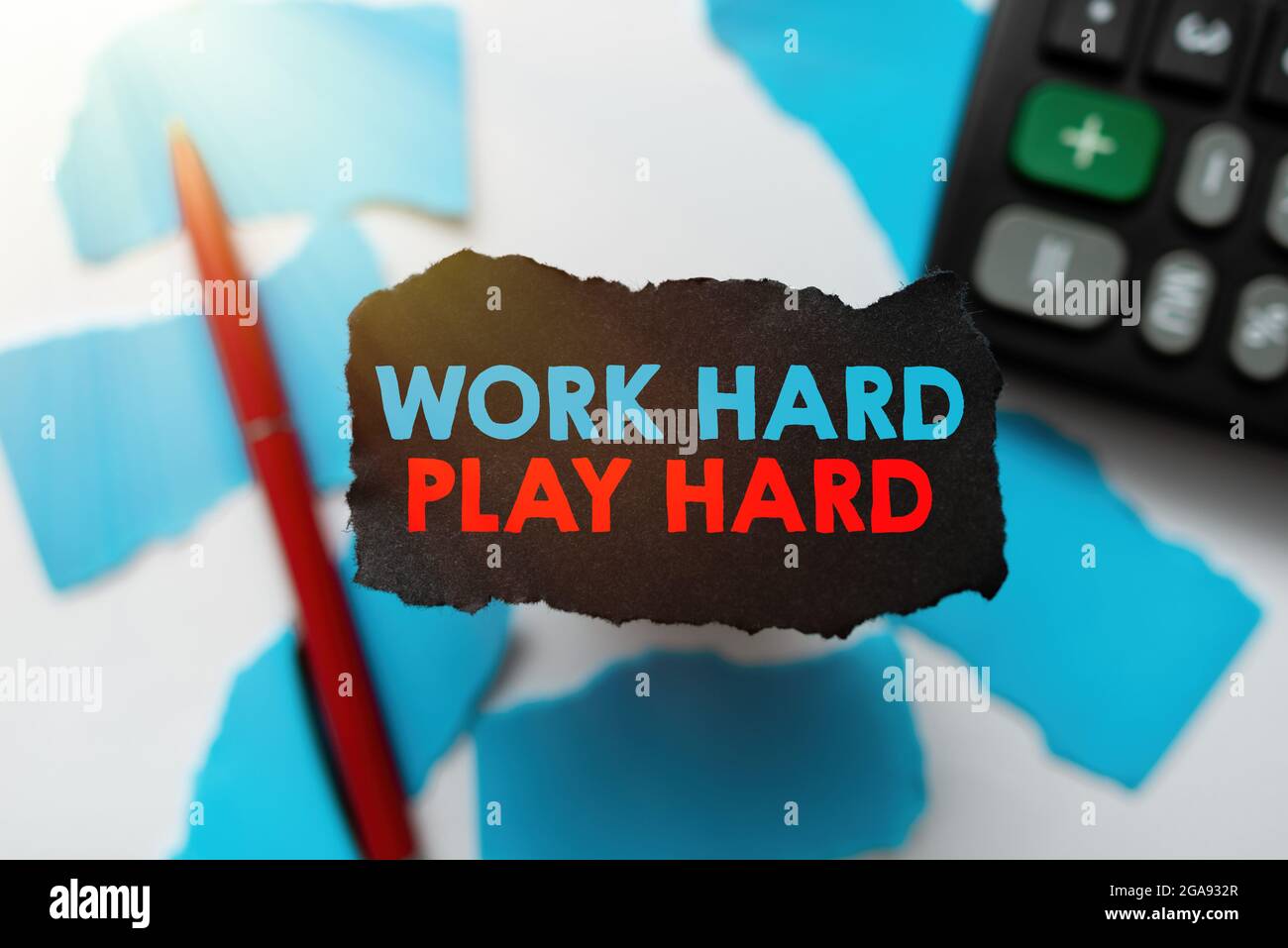 Text caption presenting Work Hard Play Hard. Conceptual photo diligent ...