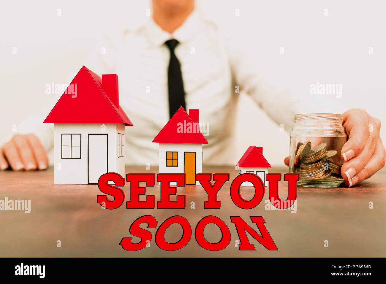 Hand writing sign See You Soon. Concept meaning used for saying goodbye ...