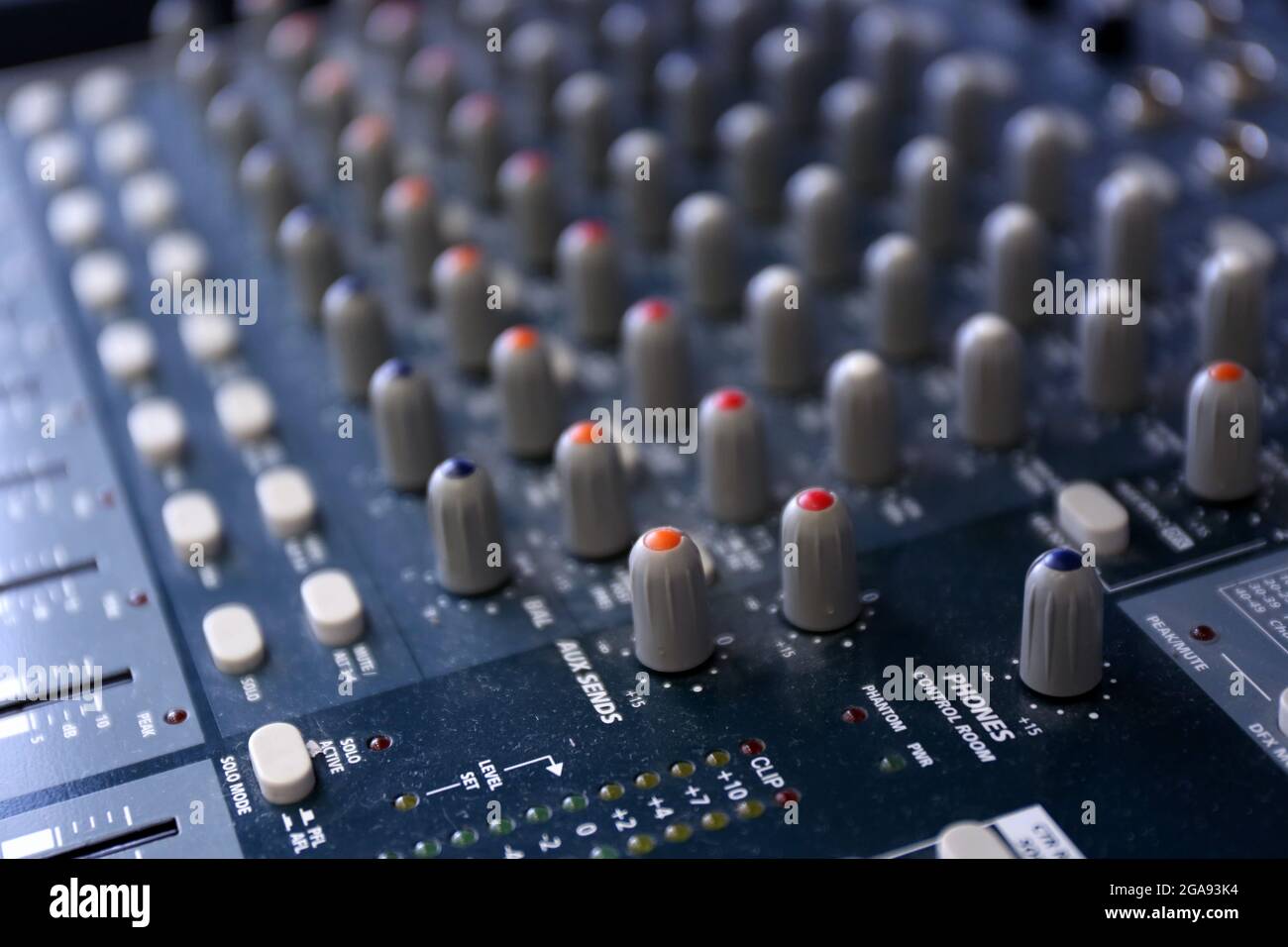 sound music mixer control panel close up Stock Photo - Alamy