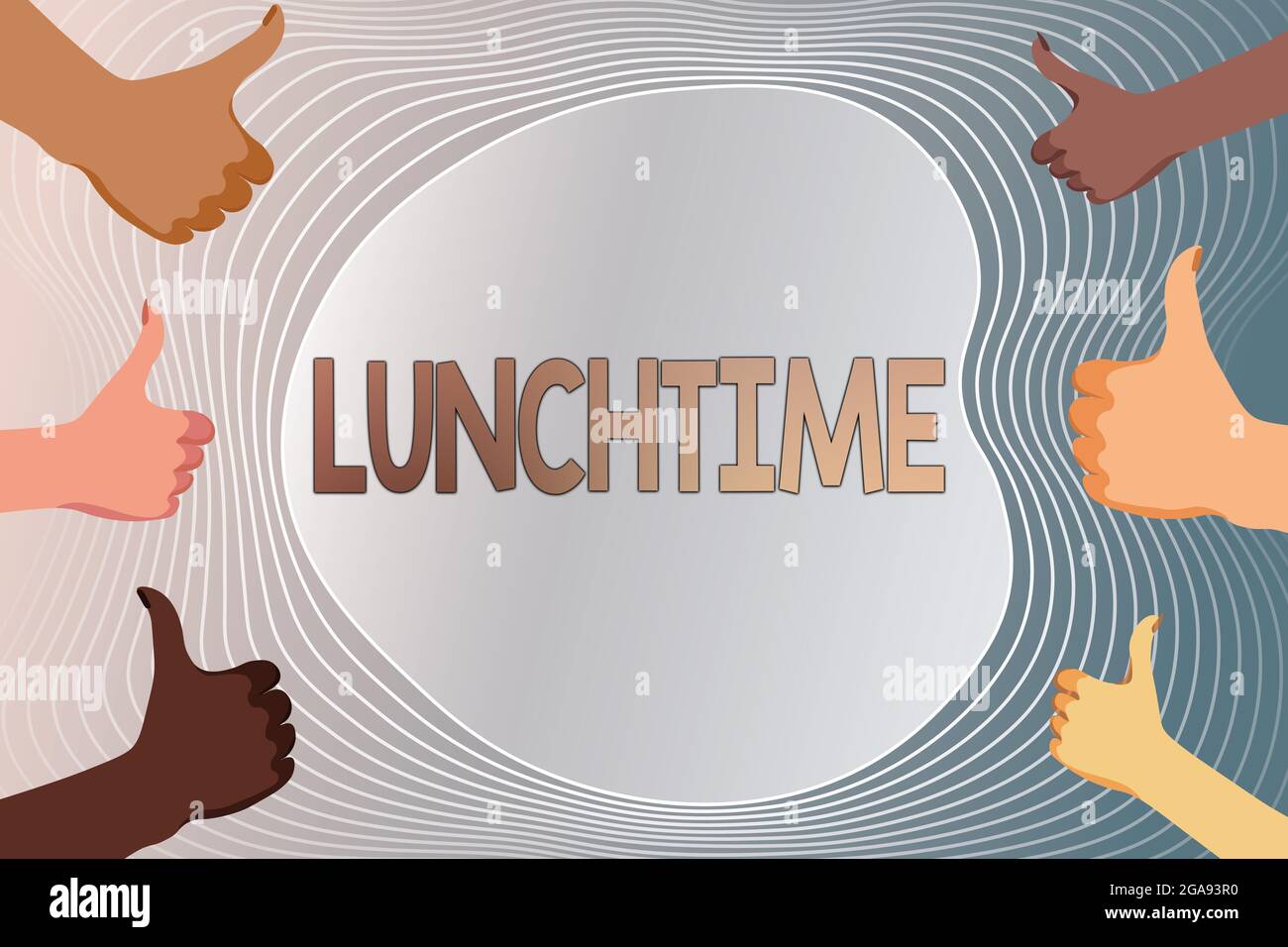 Sign displaying Lunchtime. Word Written on the noontime or the middle ...