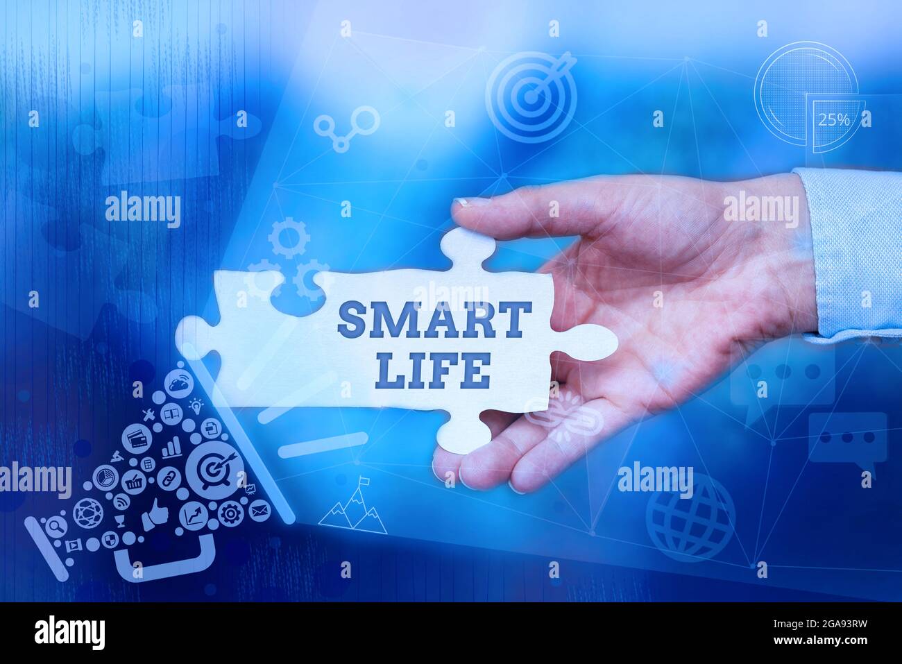Hand writing sign Smart Life. Concept meaning technology that works to ...