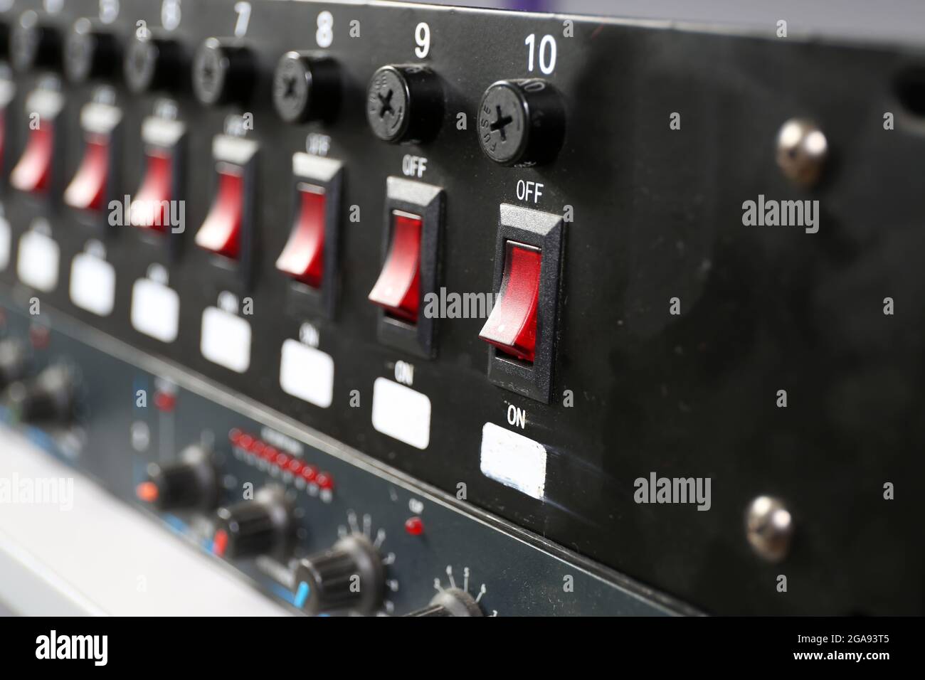 sound music mixer control panel close up Stock Photo - Alamy