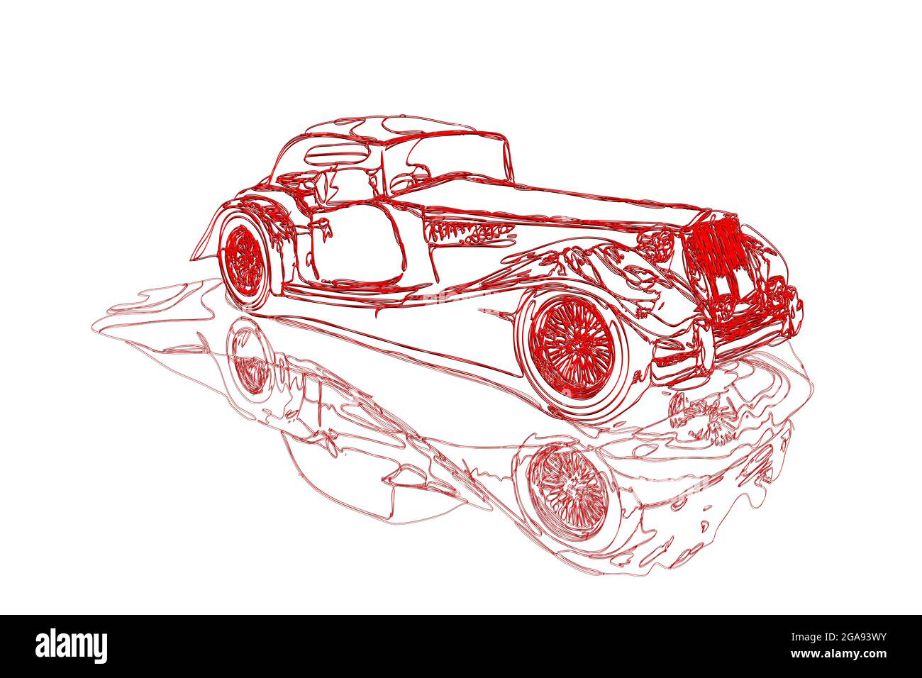 Vintage convertible retro car sketch illustration, similar to a hot-rod ...