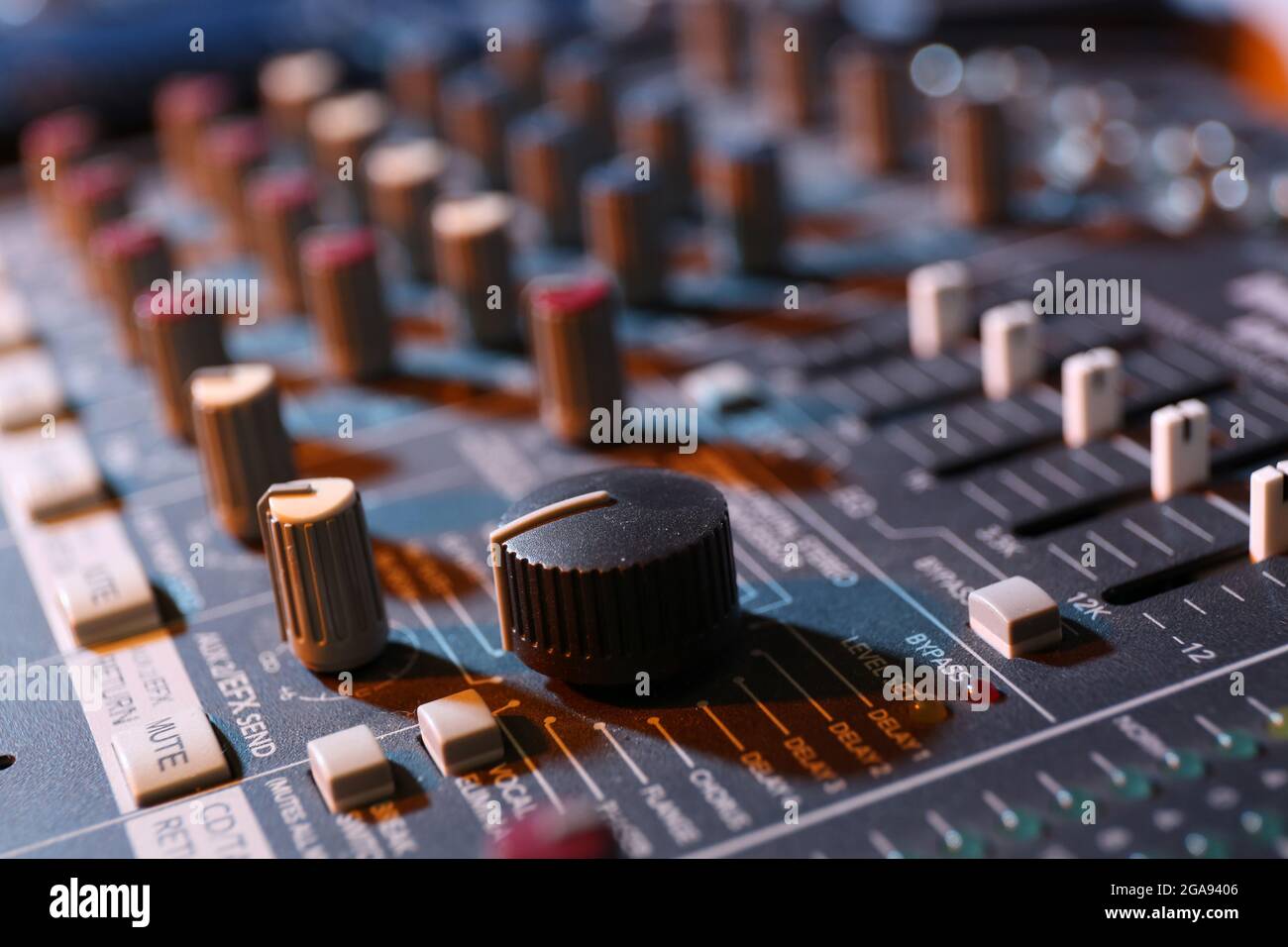 sound music mixer control panel close up Stock Photo - Alamy