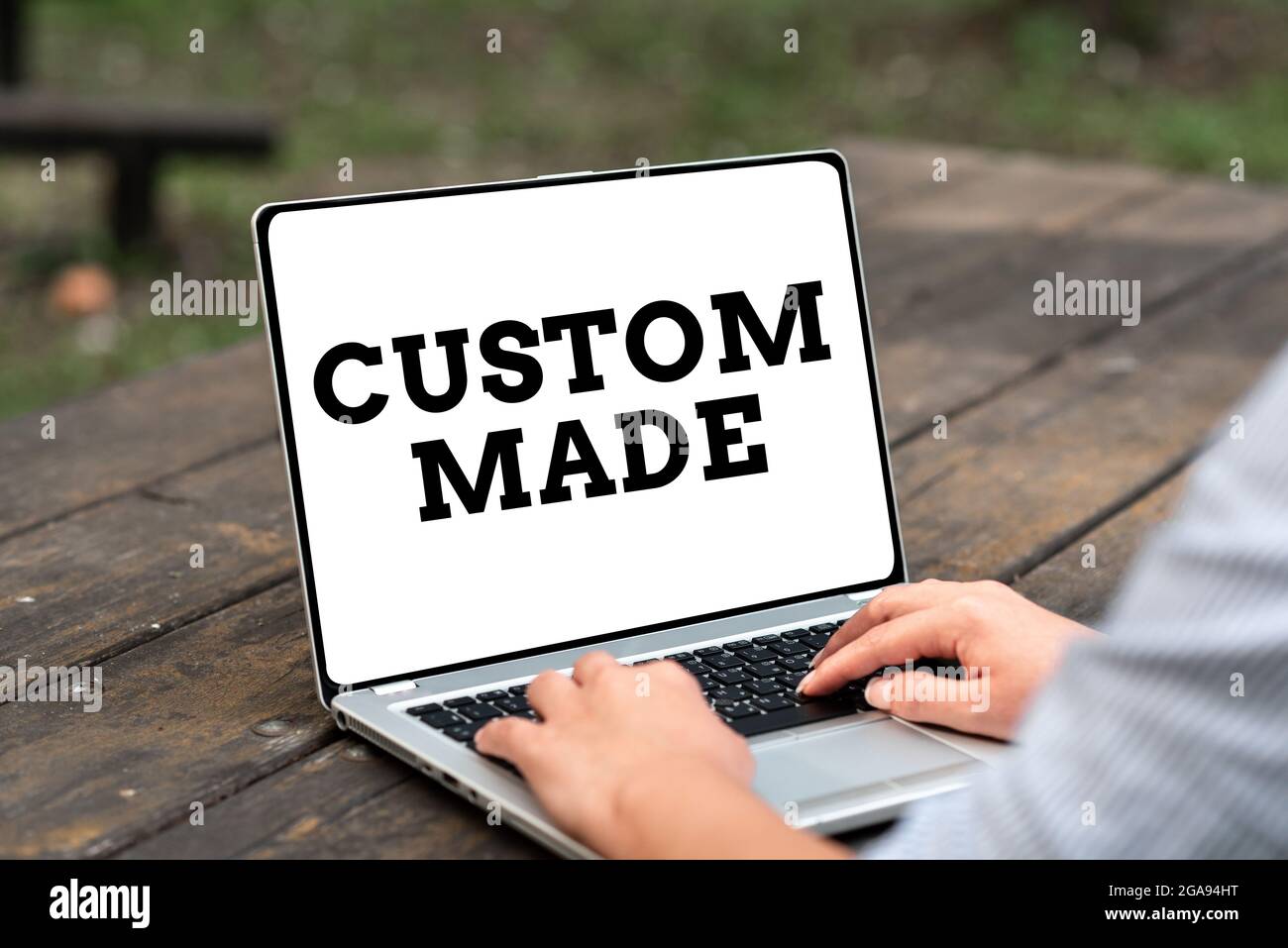 Writing displaying text Custom Made. Business idea personalized object ...