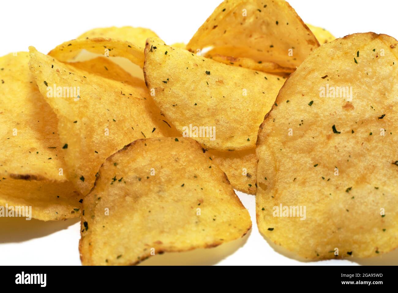 Potato Crisps with spices. Potato chips close-up Stock Photo - Alamy
