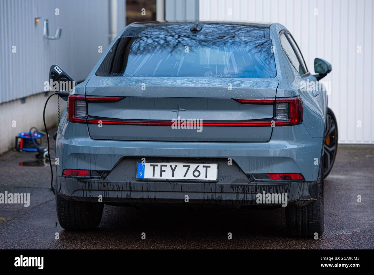 Gothenburg, Sweden - december 31 2020: A Polestar 2 in midnight blue ...