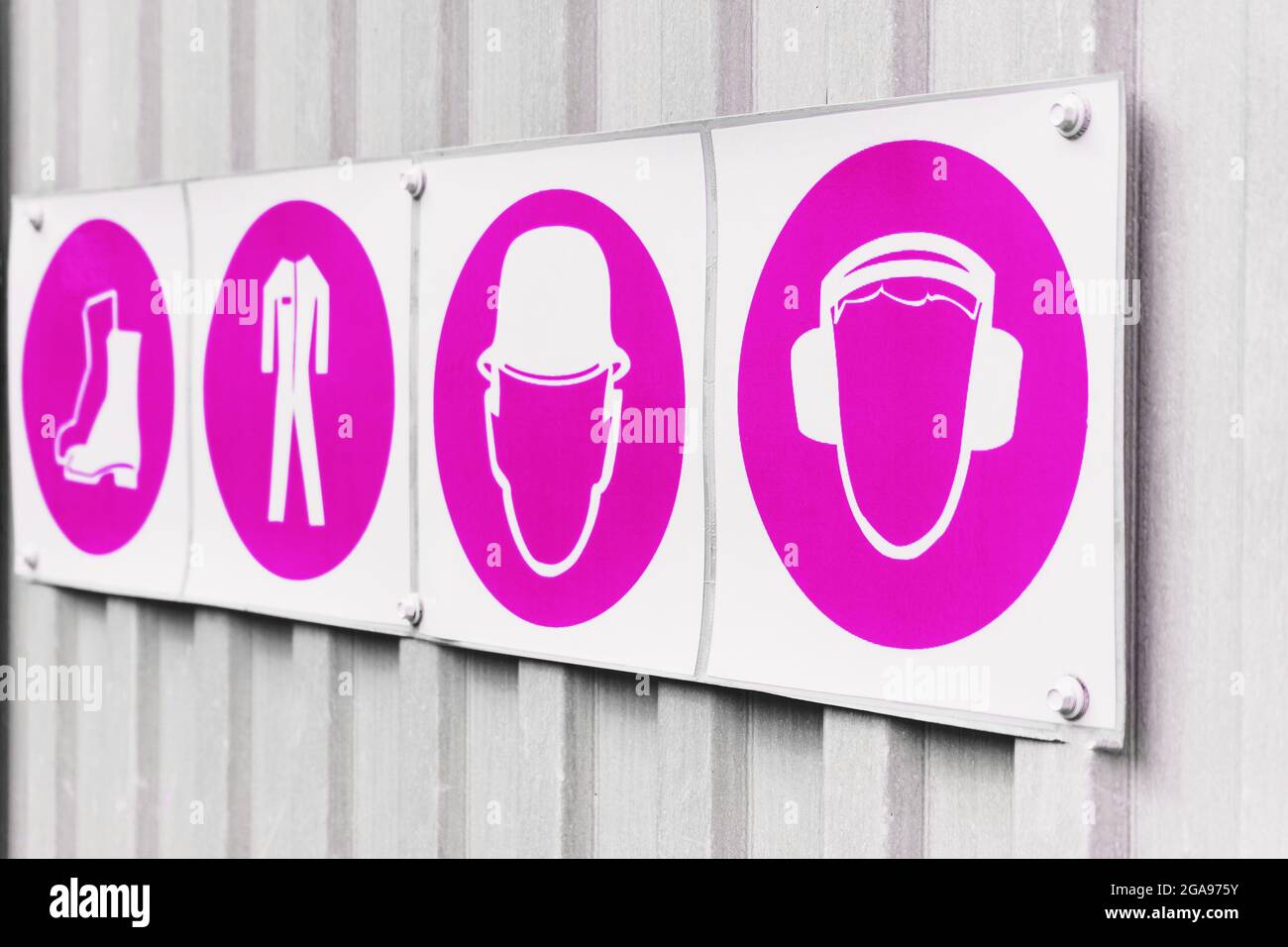 Posters with signs of safety of personal protective equipment in ...