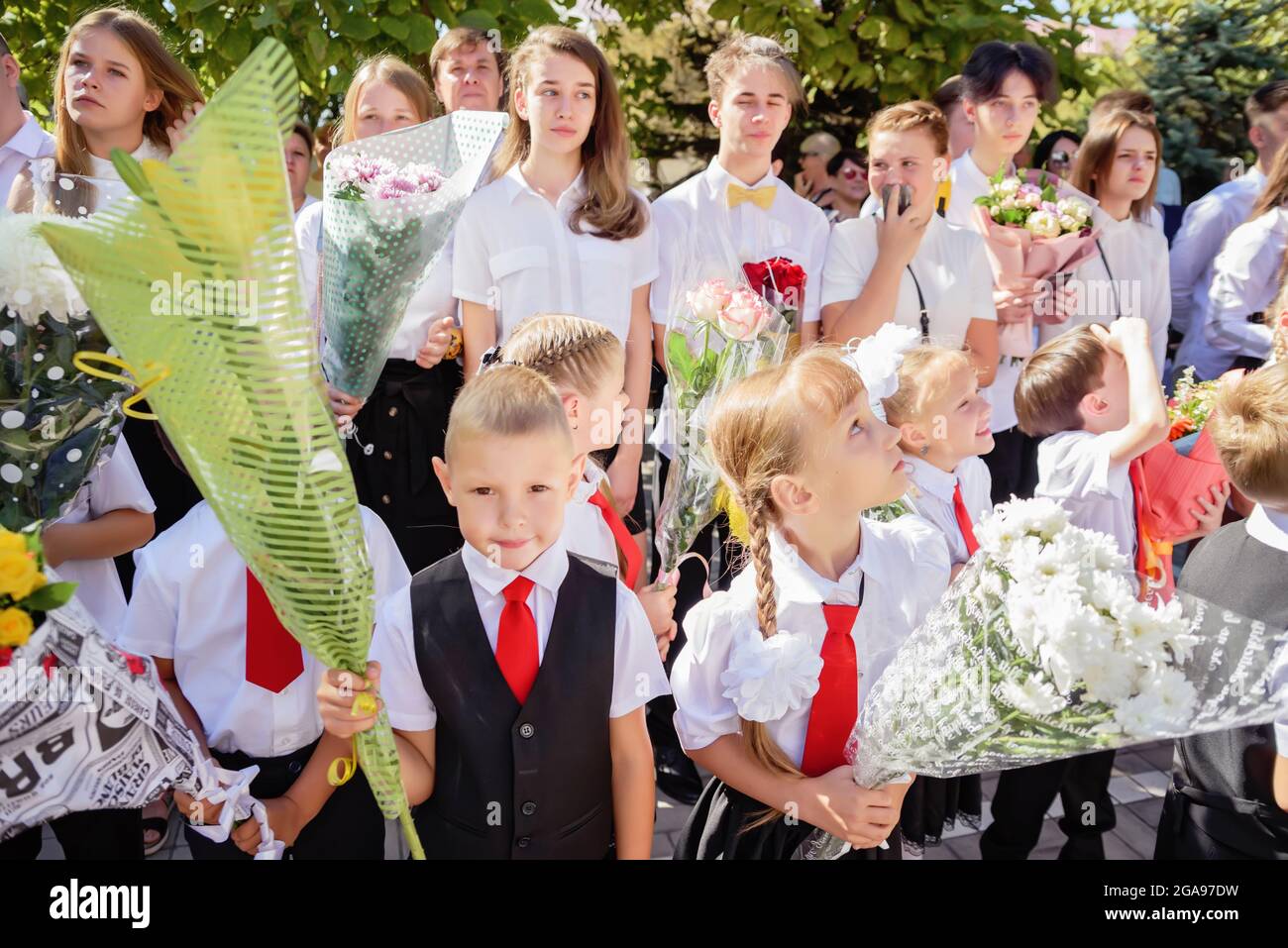 Kerch Russia - September 1, 2020 - children go to school, first bell ...