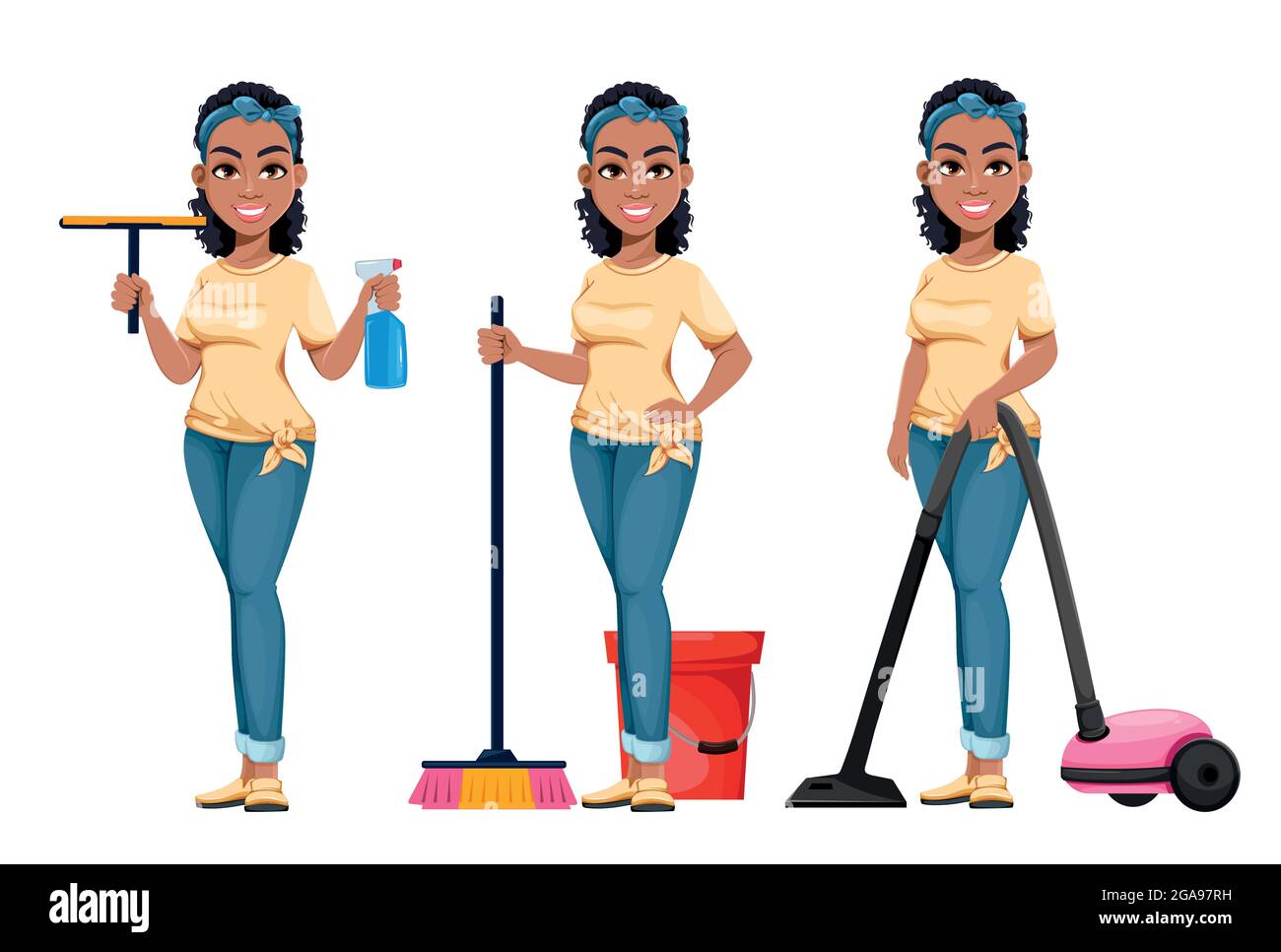 African american cleaning lady Stock Vector Images - Alamy