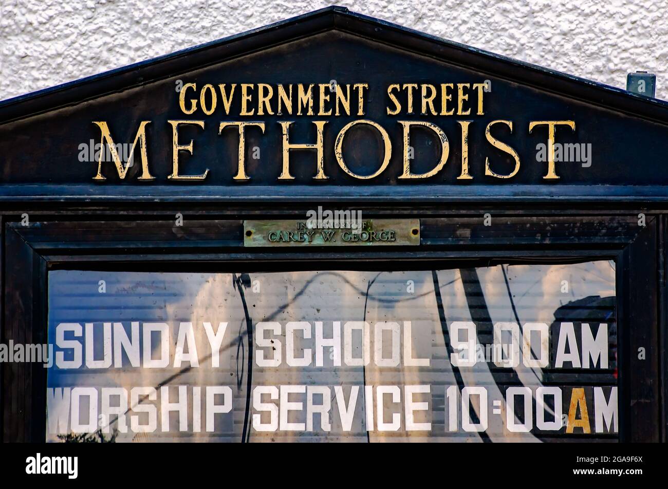 The Government Street United Methodist Church sign is pictured, July 28 ...